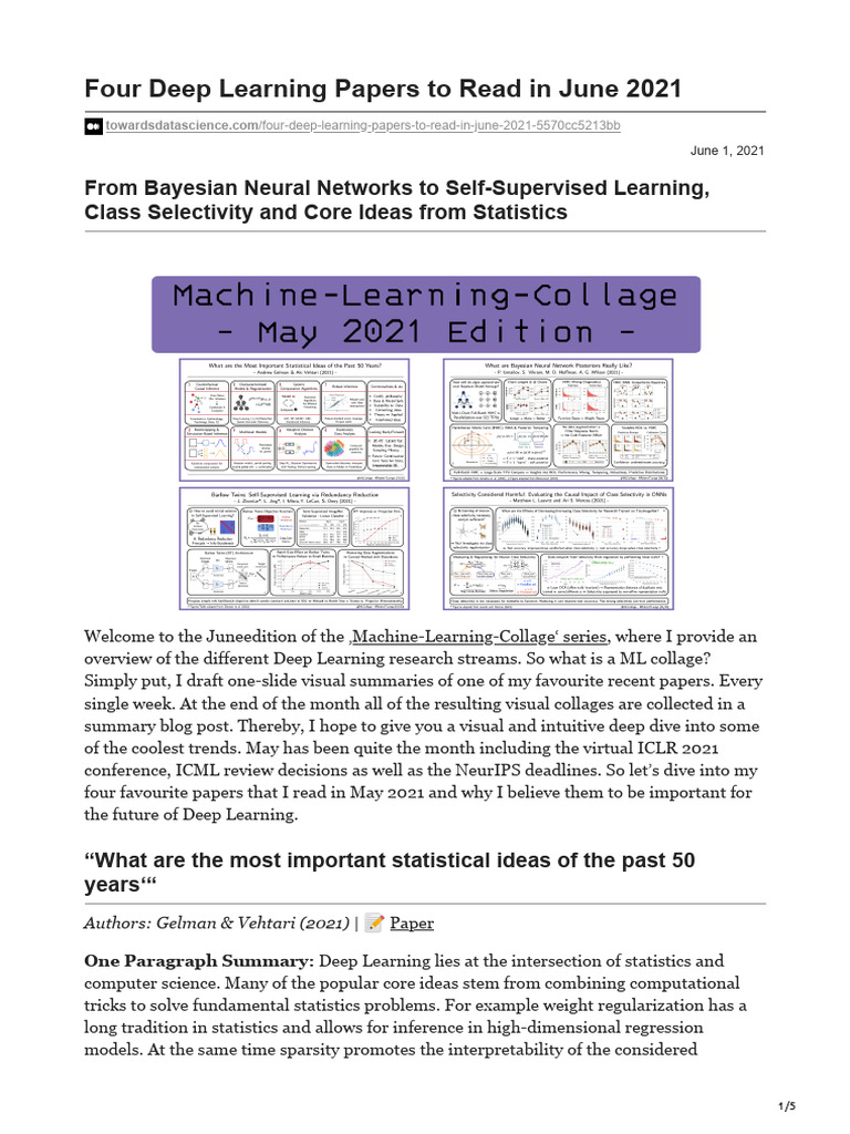 Towardsdatascience.com-Four Deep Learning Papers to Read in June 2021 | PDF | Statistical ...