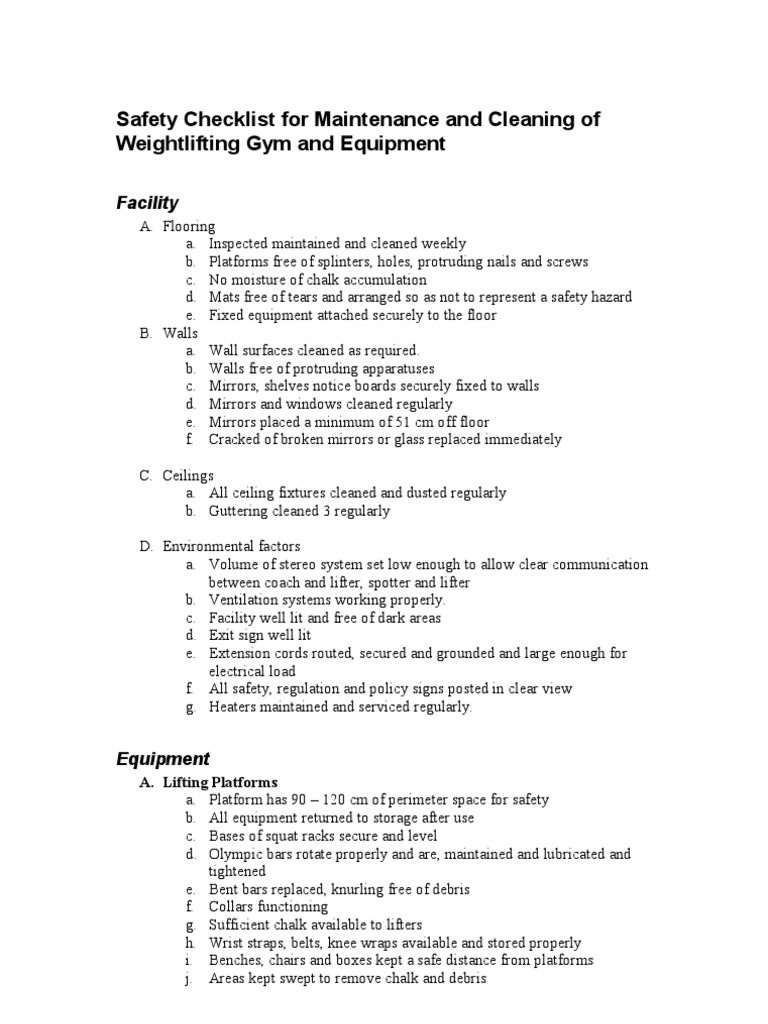Safety Checklist | PDF | Housekeeping | Screw