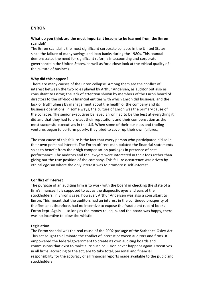 Enron | PDF | Enron | Conflict Of Interest