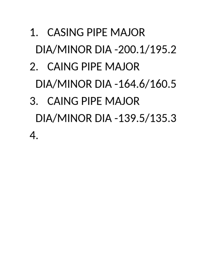 Casing Pipe Major Dia | PDF