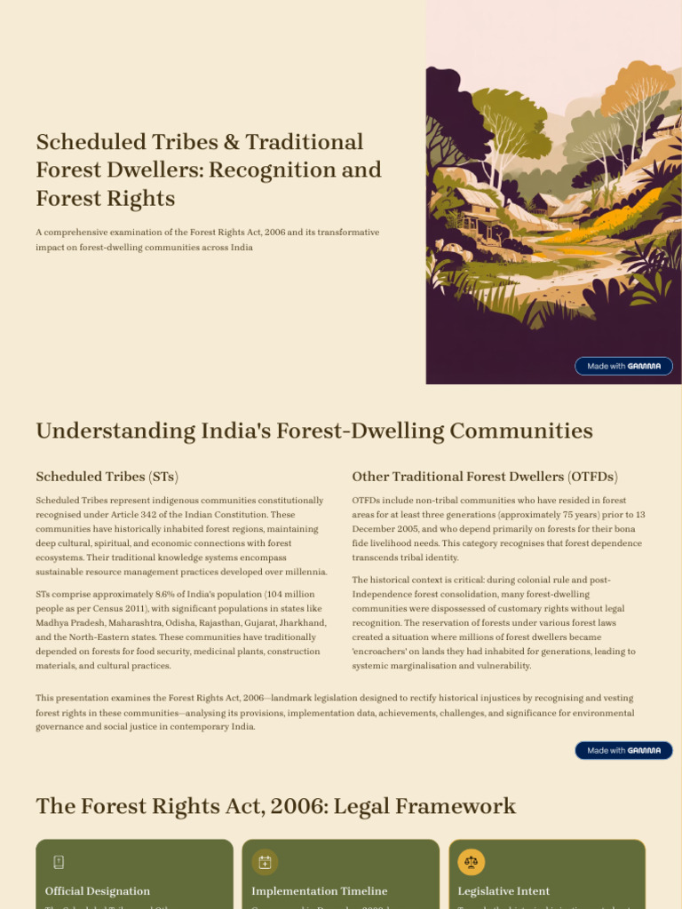 Scheduled Tribes and Traditional Forest Dwellers Recognition and Forest ...