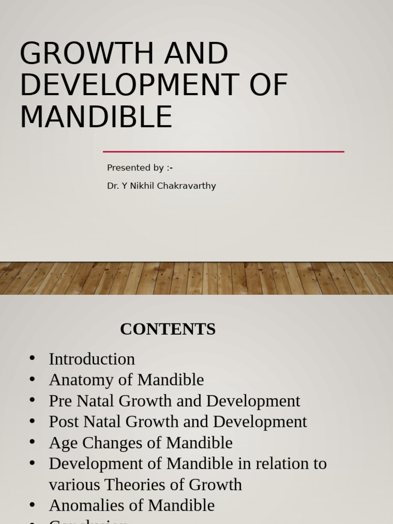 Prenatal and Postnatal Growth of Mandible | PDF