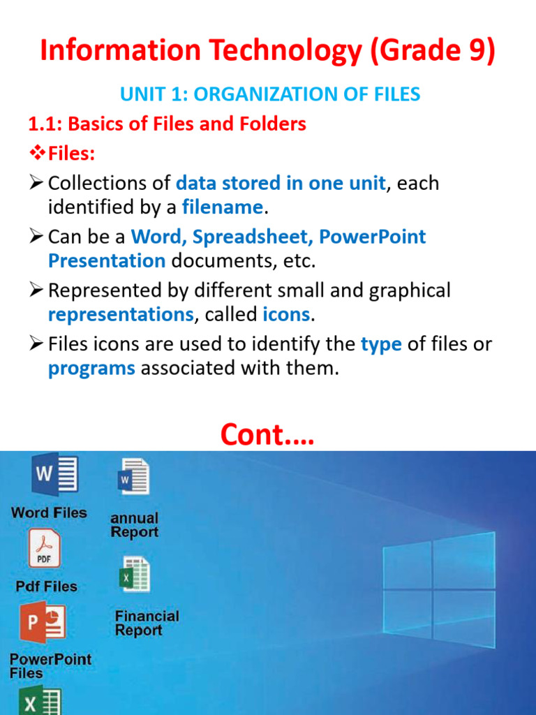 Information Technology (Grade 9 Unit 1 Slides) | PDF | Computer File ...
