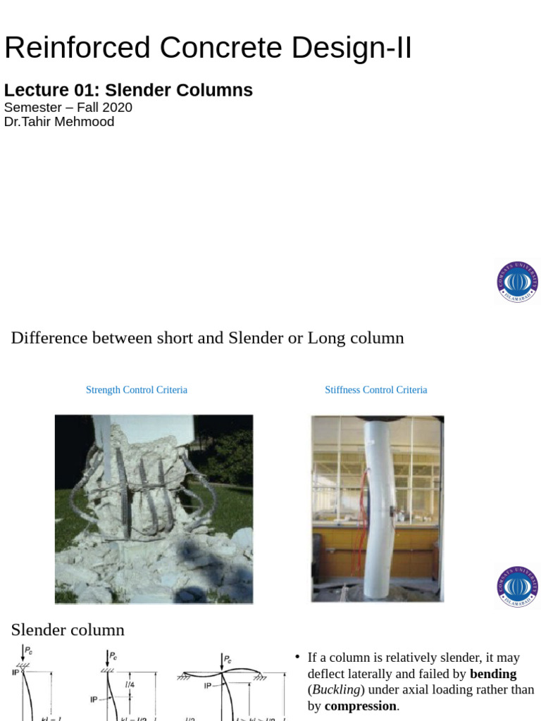 Lec 1 - Design of Slender Column-I | PDF