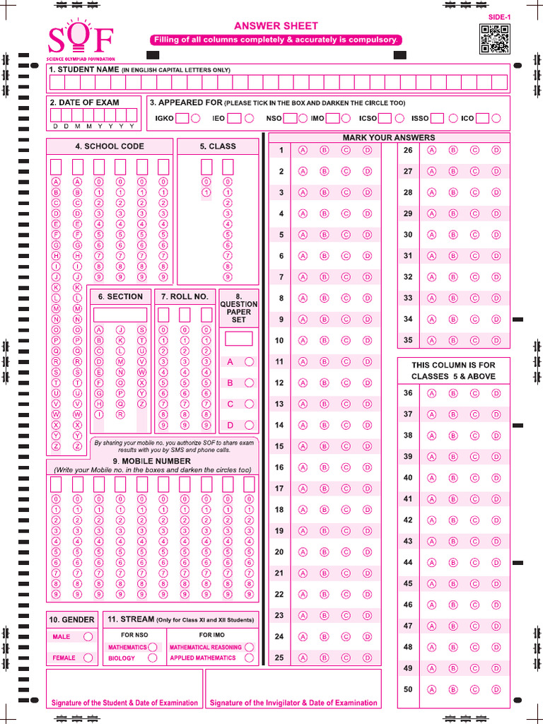 Sof National Omr Sheet_2024-25 | PDF