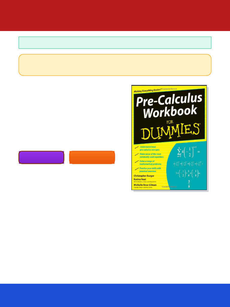 Pre Calculus Workbook For Dummies 1. Auflage Edition Michelle Rose ...