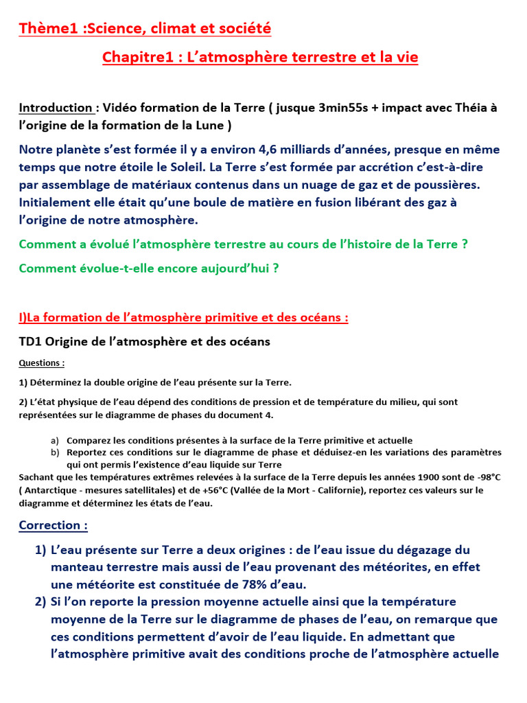 Formation de l'atmosphère terrestre et vie | PDF | Cycle du carbone | Terre