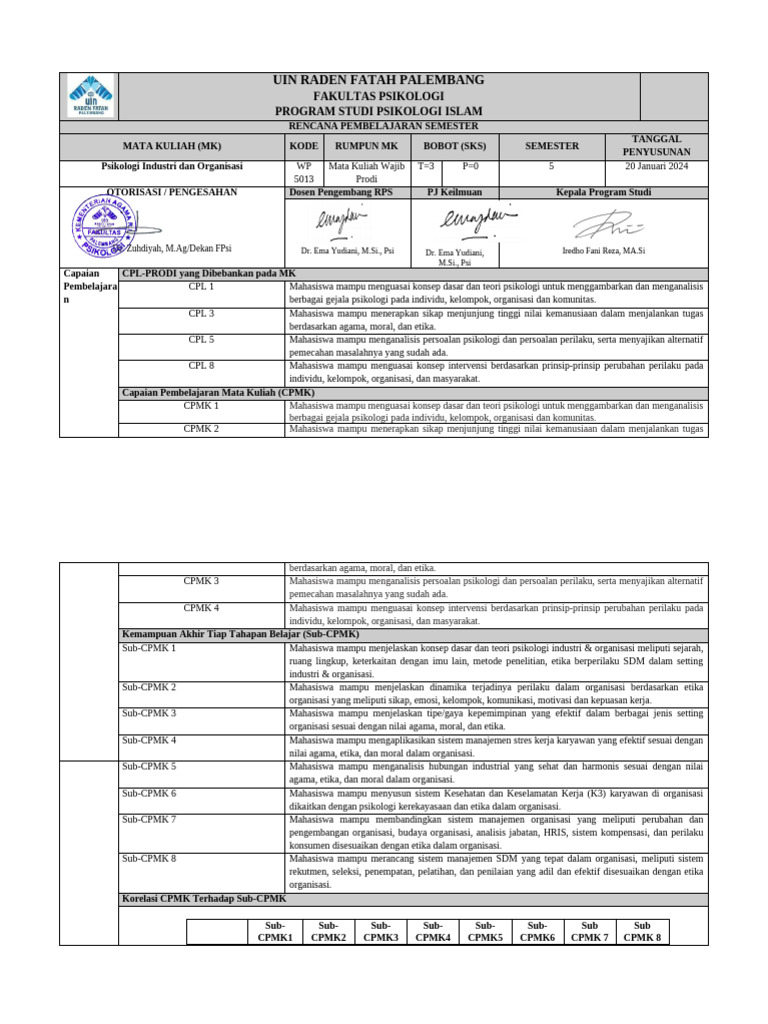 Contoh Rps Obe | PDF
