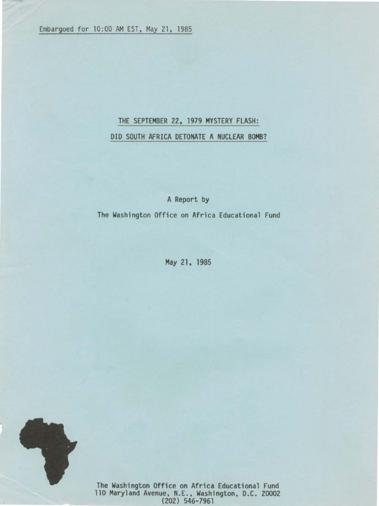 South Africa's 1979 Nuclear Test Evidence | PDF | Nuclear Weapons | Bomb