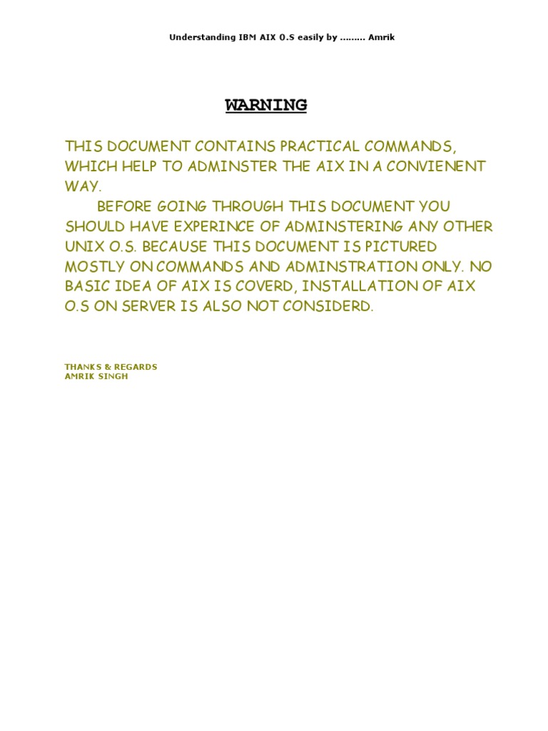 Simple Aix by Amrik | PDF | Disk Storage | File System