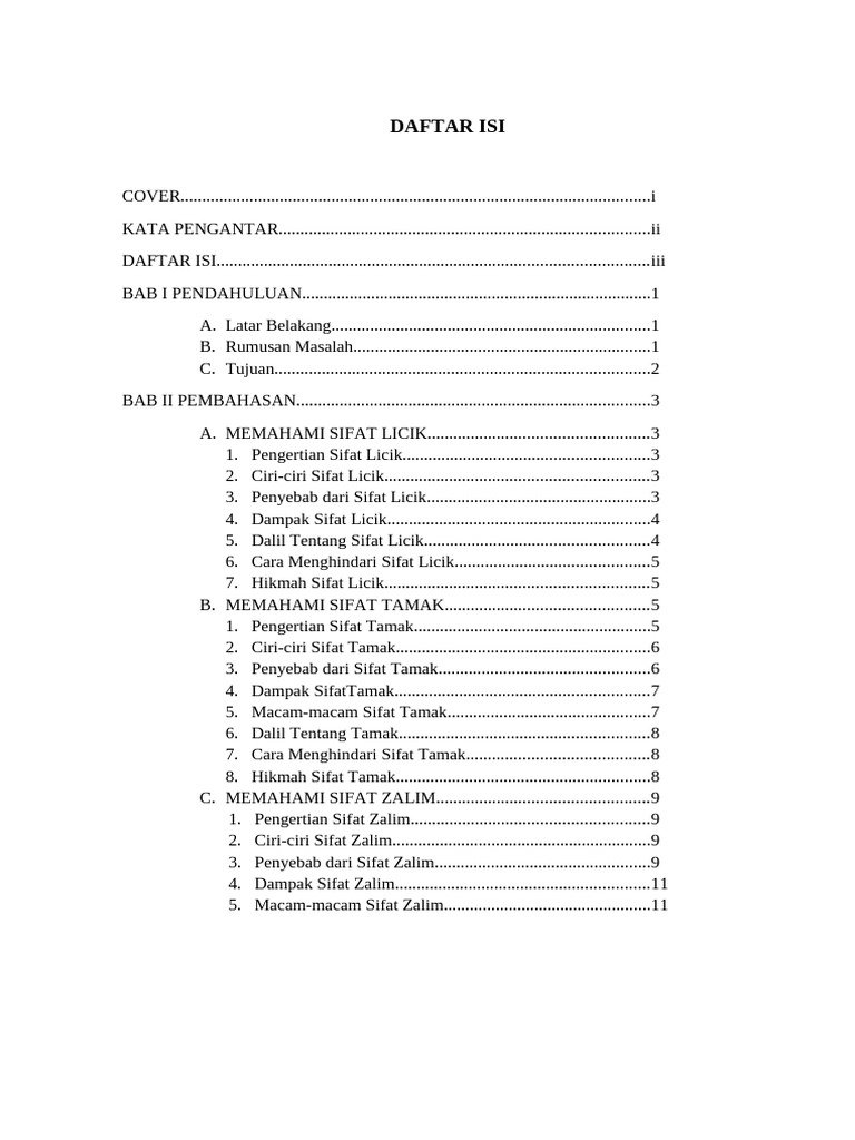 Daftar Isi Template | PDF