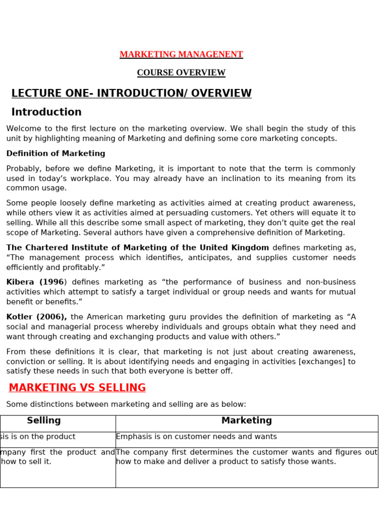 Notes - Marketing Management | PDF | Marketing | Behavior