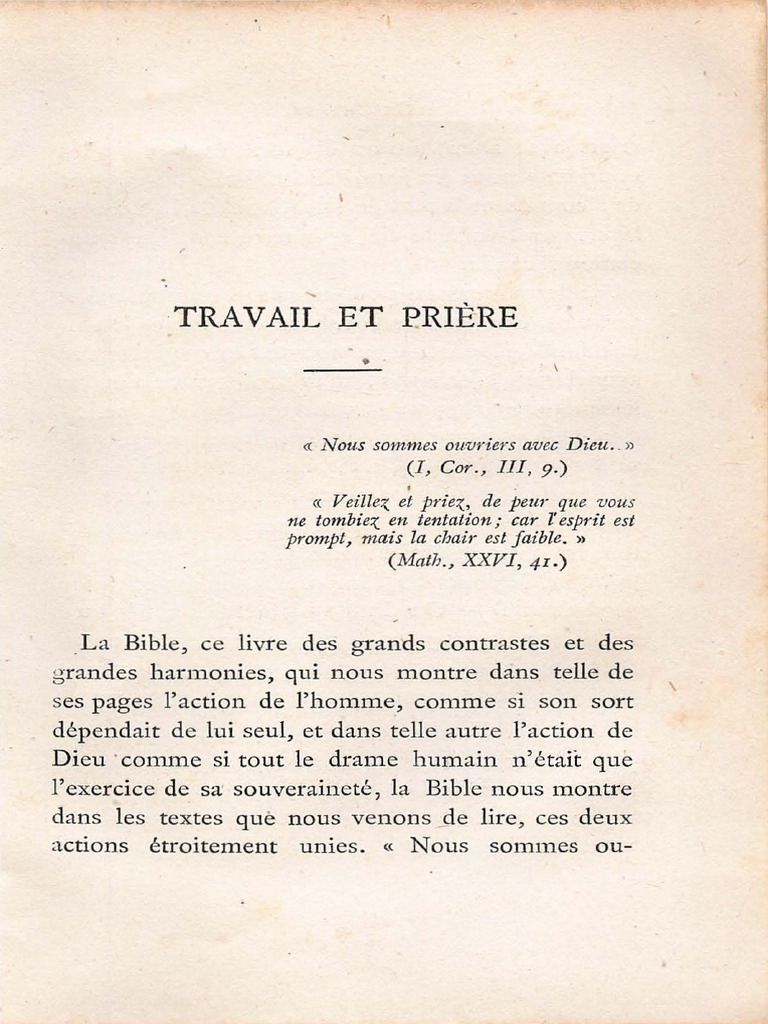 Travail et prière : l'union divine | PDF | Prière | Dieu