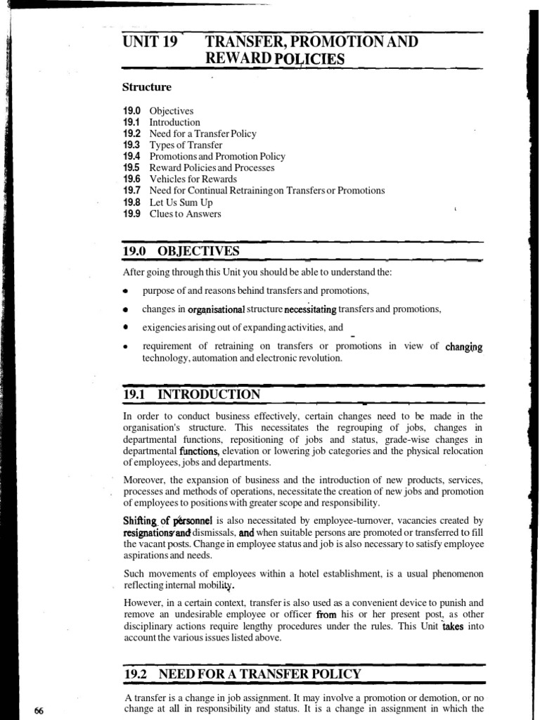 Transfer, Promotion, and Reward Policies | PDF | Hierarchy | Employment