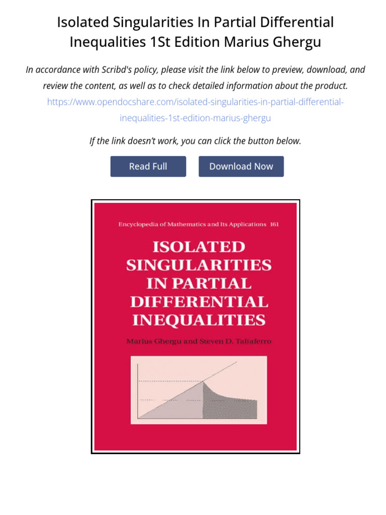 Isolated Singularities in Partial Differential Inequalities 1st Edition ...