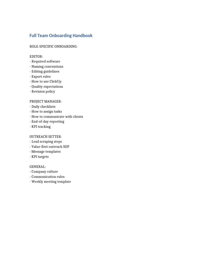 Team Onboarding Handbook Guide | PDF