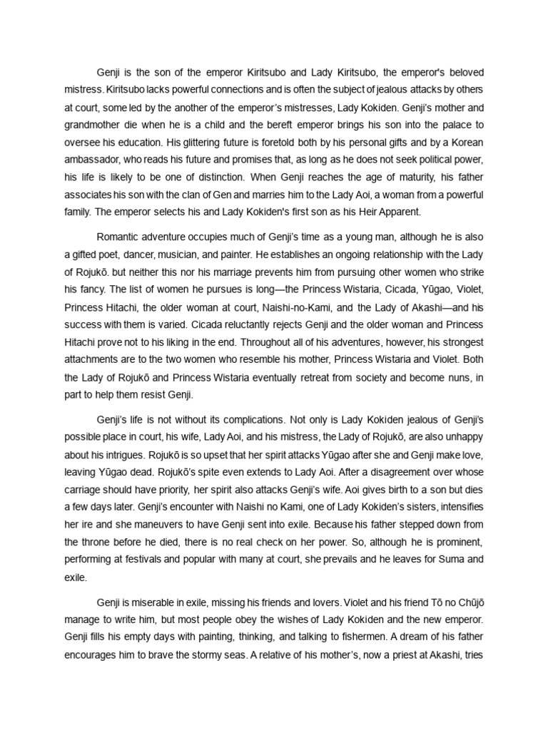 The Tales of Genji (Summary) | PDF