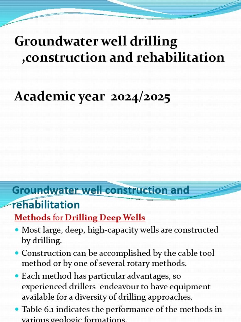 G.W Well Construction | PDF | Aquifer | Casing (Borehole)