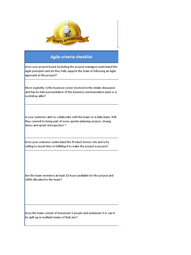 Agile readiness checklist | PDF | Scrum (Software Development) | Agile ...