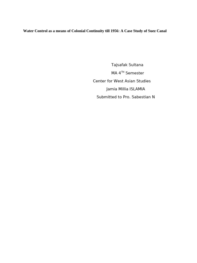 Suez Canal: Colonial Control to 1956 | PDF | British Empire | Suez Canal