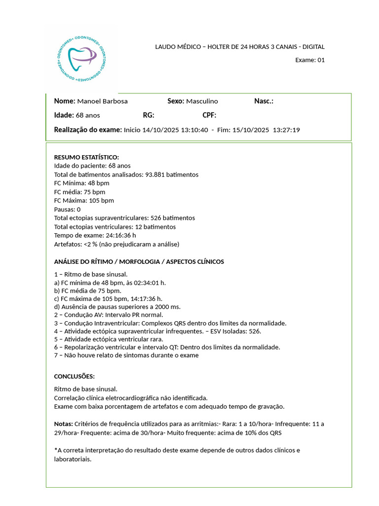 Modelo Holter 24h | PDF
