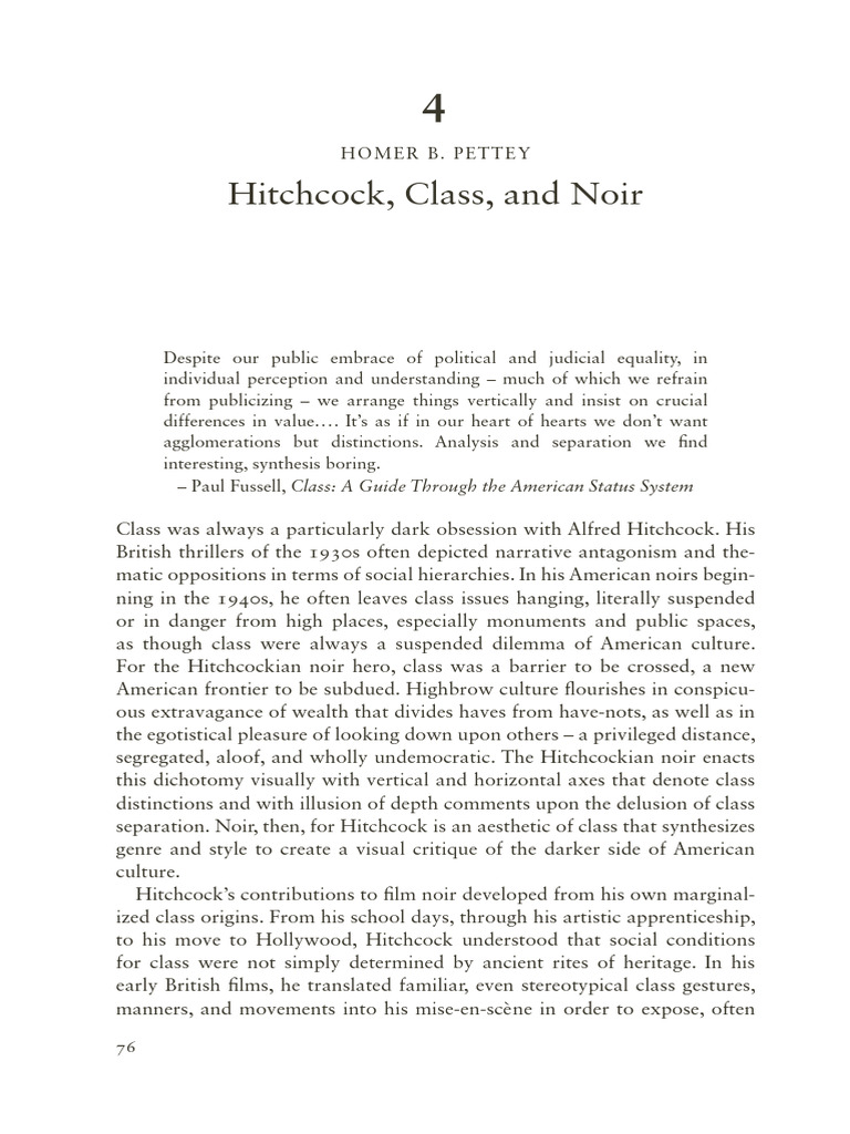 Pettey, Homer B. (2015) Hitchcock, Class, And Noir | PDF | Alfred ...