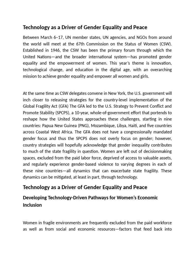 Tech for Gender Equality and Peace | PDF | Violence