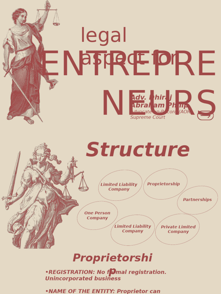 Legal Aspects of Entrepreneurship Presentation - Adv. Dhiraj Philip ...