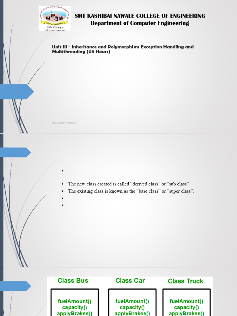 OOP_UNIT_3 | PDF | Inheritance (Object Oriented Programming) | Class ...