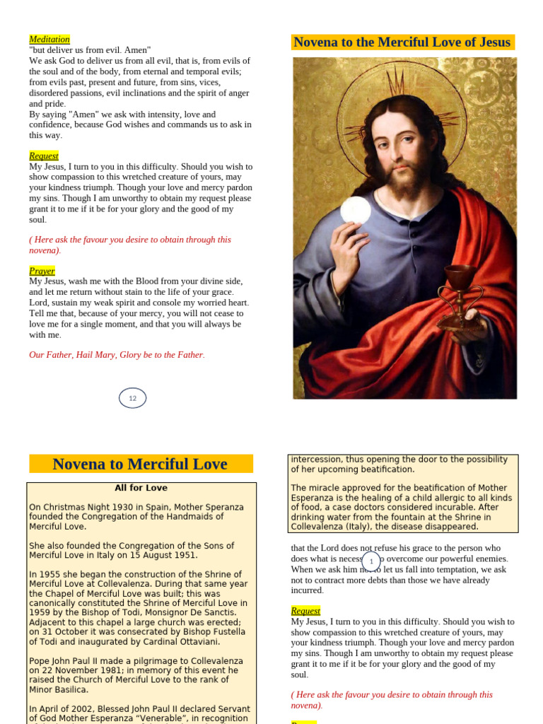 Final Novena To The Merciful Love | PDF | Lord's Prayer | Eucharist