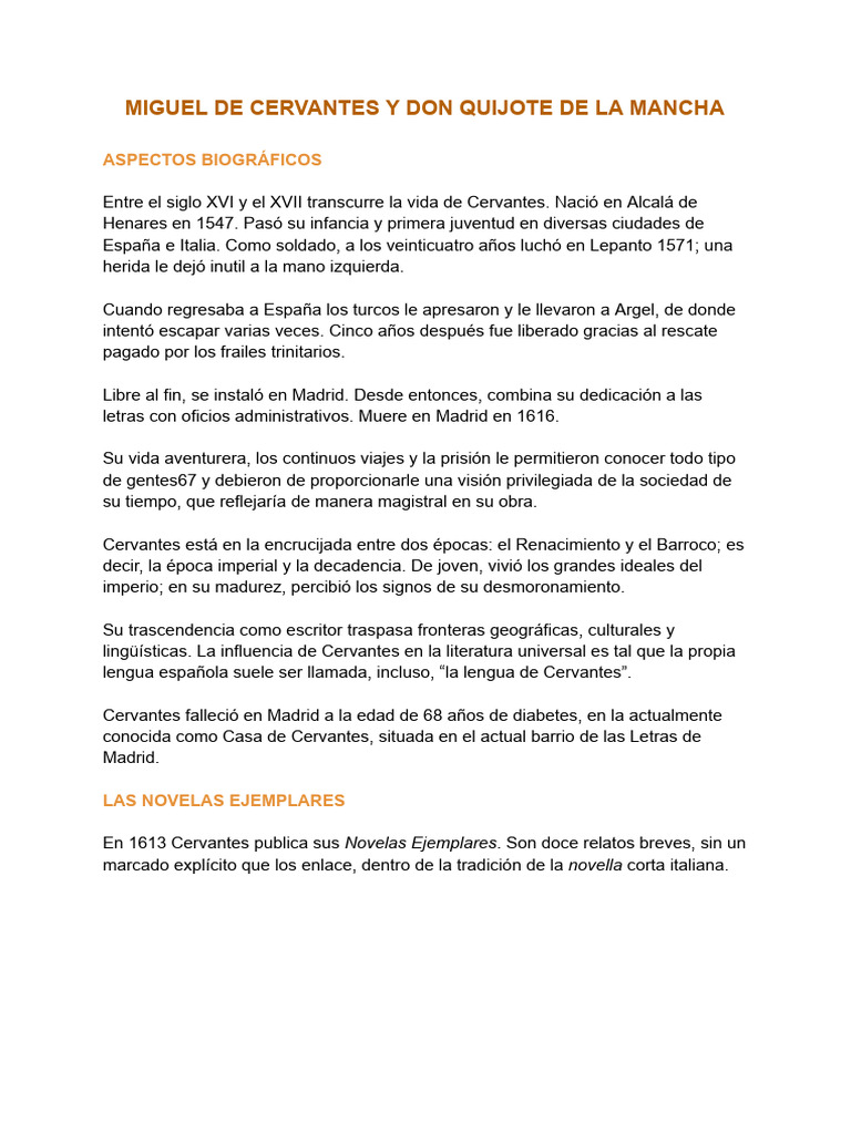 Apunta Castellano Selectividad | PDF | Miguel De Cervantes | Don Quijote