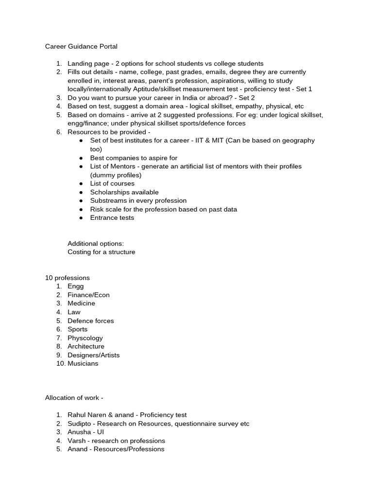 Career Guidance Portal for Students | PDF