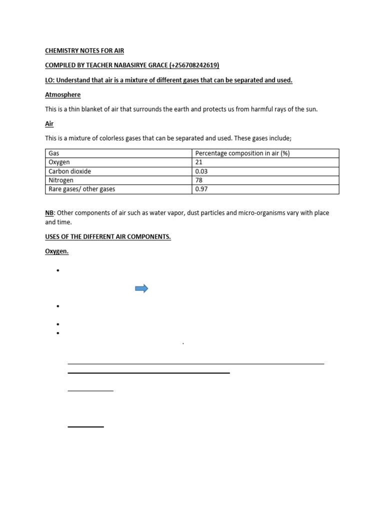 Notes On Air by Bukenya B | PDF | Rust | Combustion