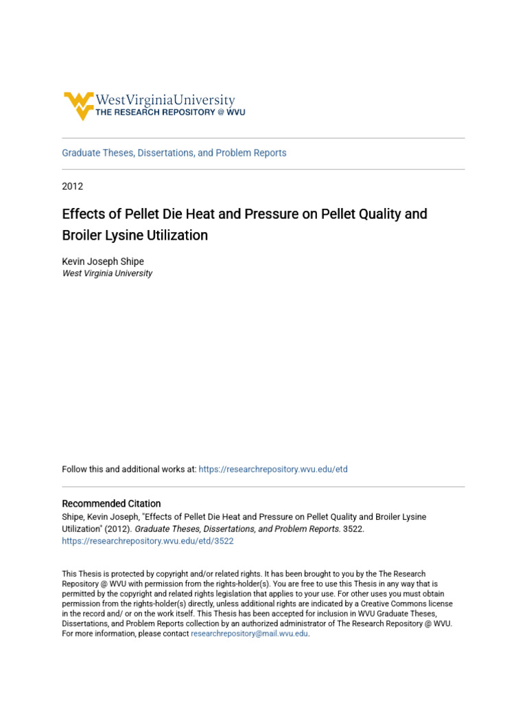 Effects of Pellet Die Heat and Pressure On Pellet Quality and Bro | PDF ...