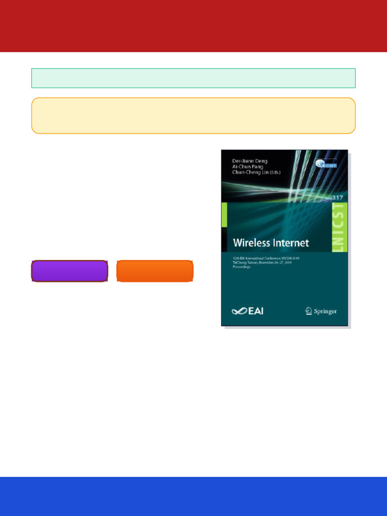 Wireless Internet 12th EAI International Conference WiCON 2019 TaiChung ...