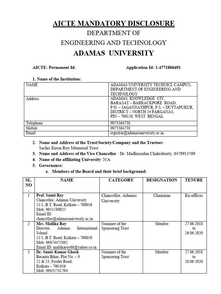 AU Mandatory Disclosure | PDF | Engineering
