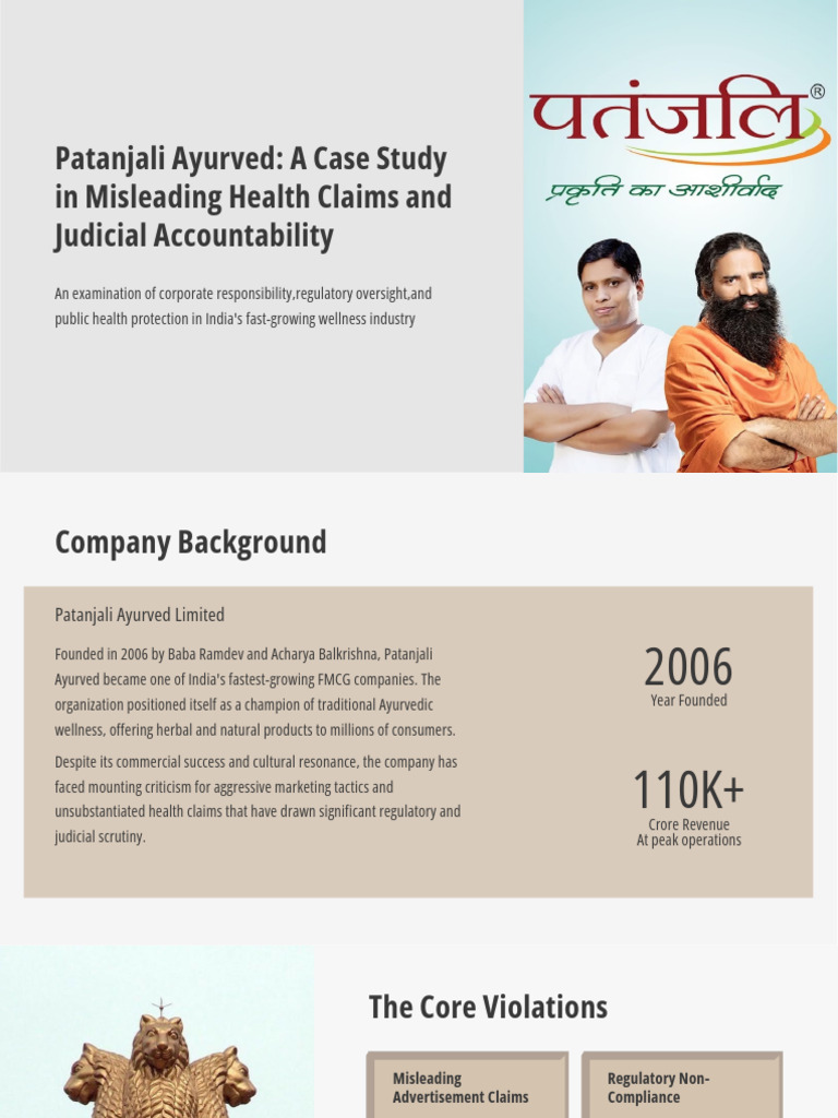 Patanjali Ayurved a Case Study in Misleading Health Claims and Judicial ...