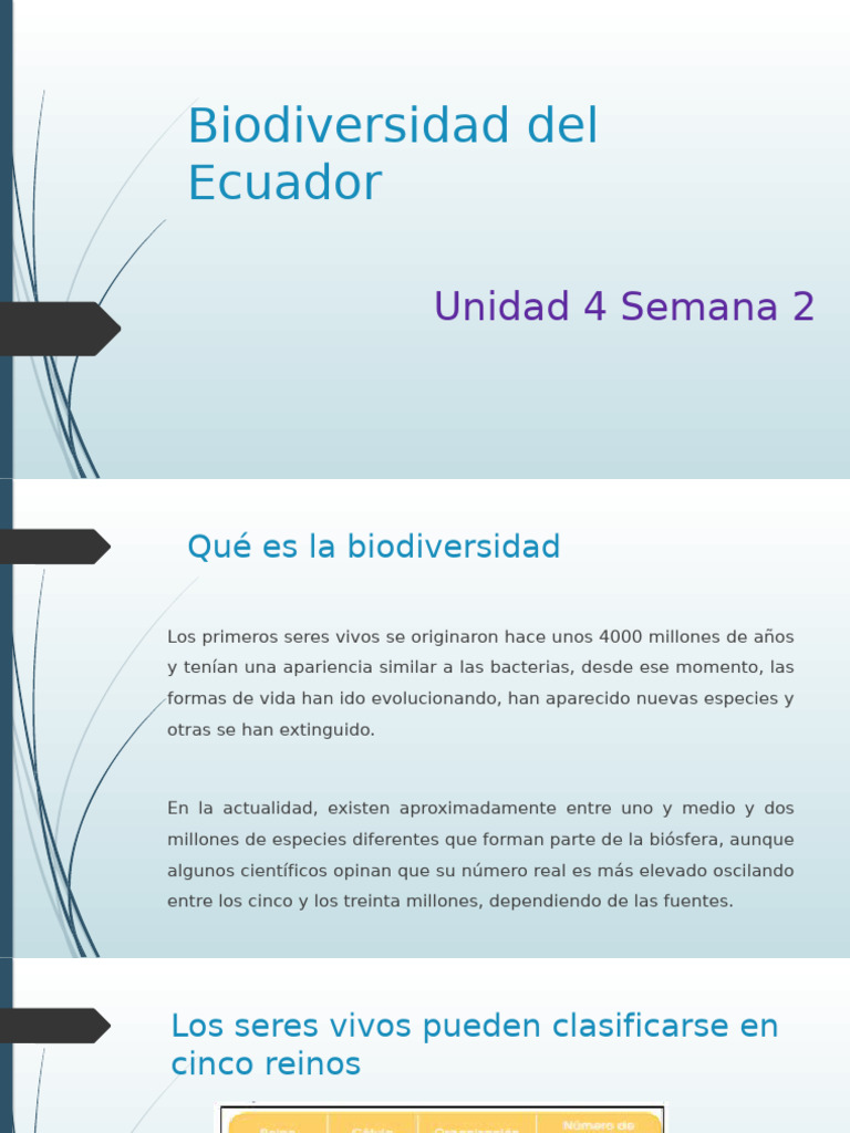 Biodiversidad Del Ecuador UNIDAD 4 SEMANA 1 | PDF