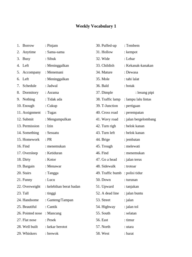 Vocab Weekly 1 | PDF