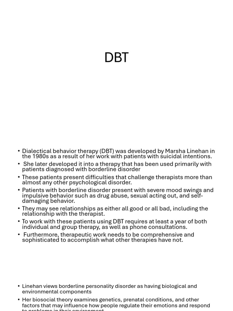 Dbt | PDF | Dialectical Behavior Therapy | Borderline Personality Disorder