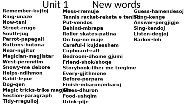 chatterbox 3 unit 1 new words | PDF