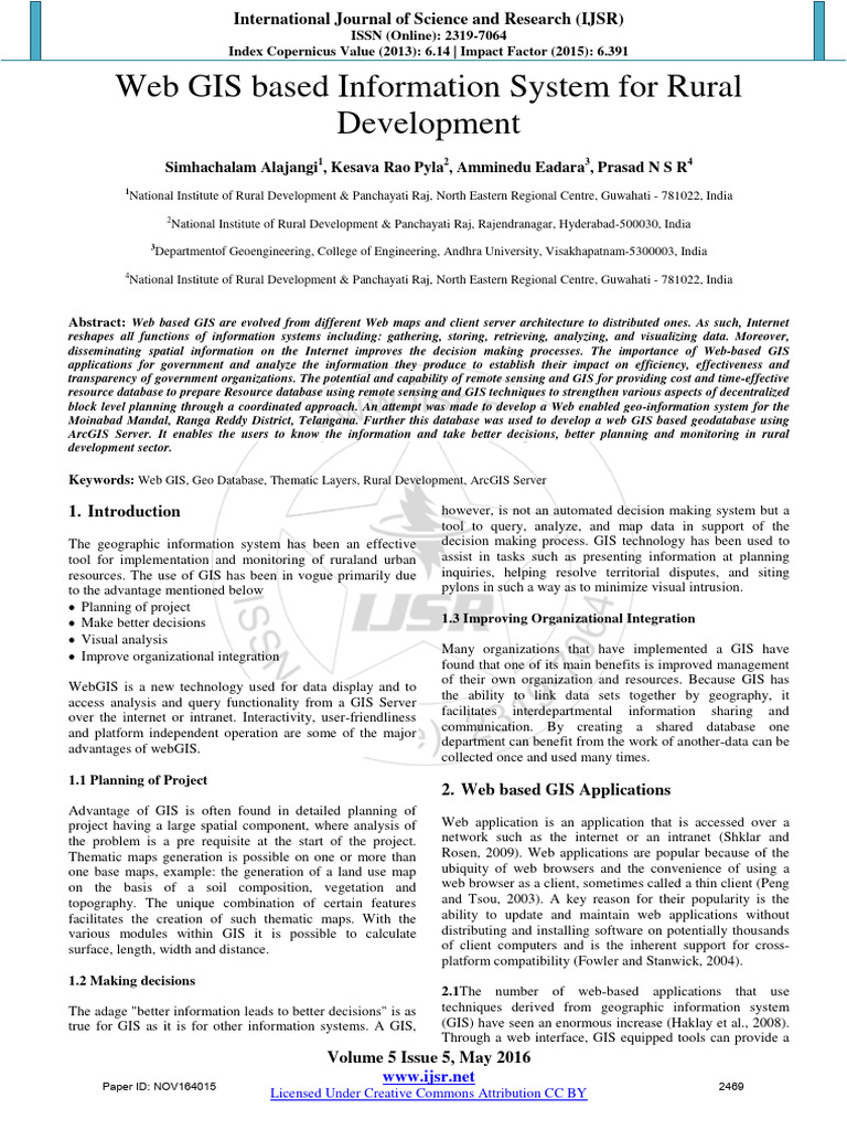 Web GIS for Rural Development Planning | PDF | Geographic Information ...