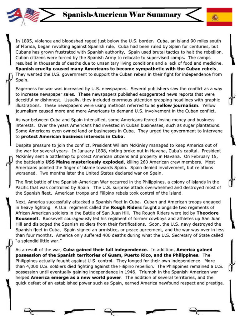 Spanish American War Summary | PDF | Military Operations | Military