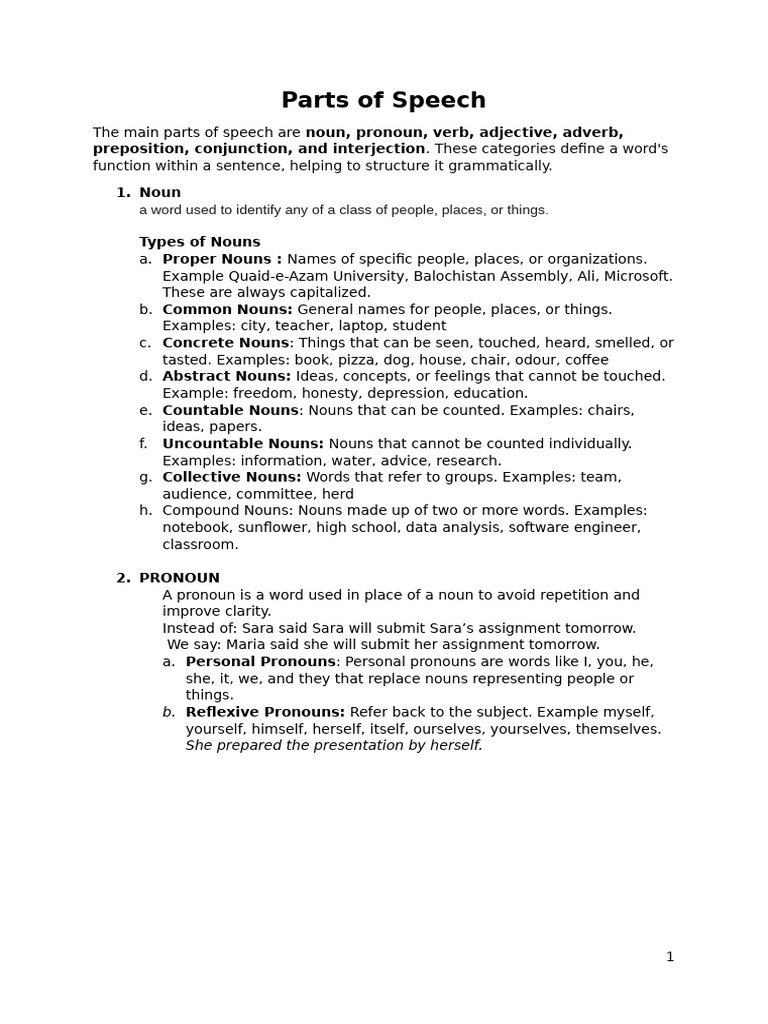Understanding Parts of Speech | PDF | Noun | Verb