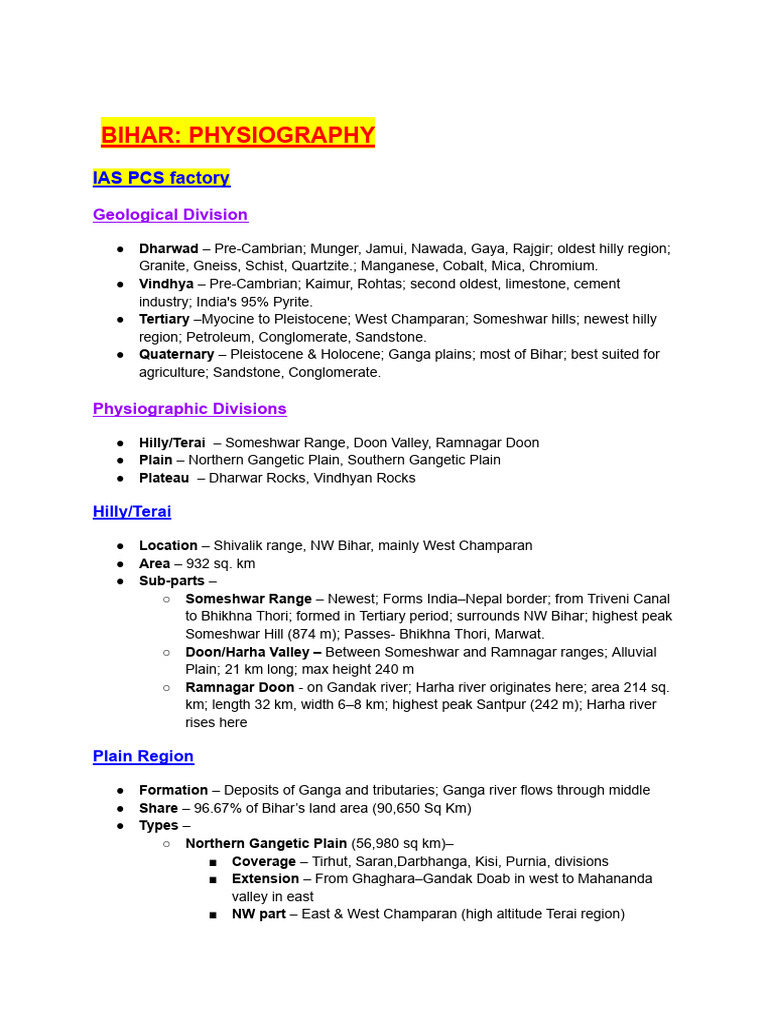 Physiography & Climate of Bihar Ipf | PDF | Rain | Earth Sciences
