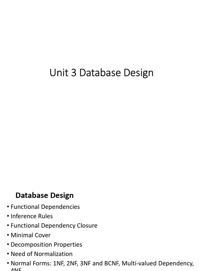 Unit 3 - Database Design | PDF | Data Model | Software Design