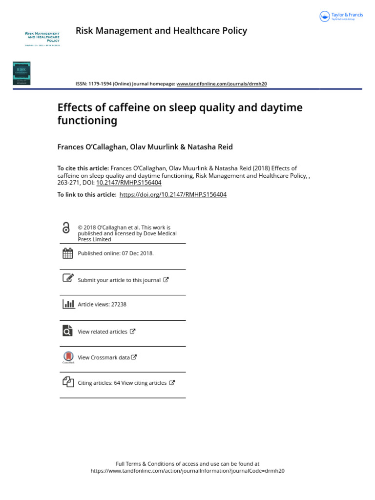 Effects of Caffeine on Sleep Quality and Daytime Functioning | PDF ...