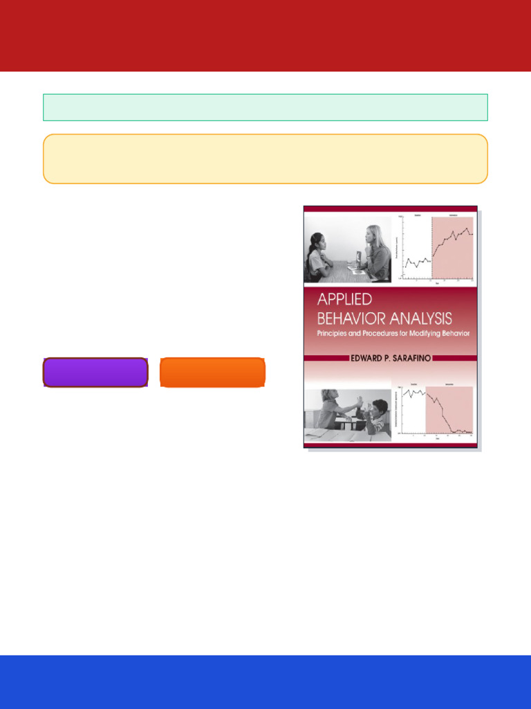 Applied Behavior Analysis Principles and Procedures in Behavior Modification 1st Edition Edward ...