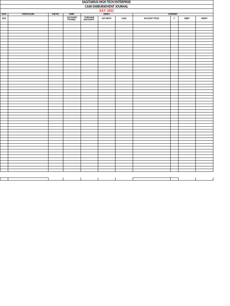 Cash Disbursement Journal | PDF