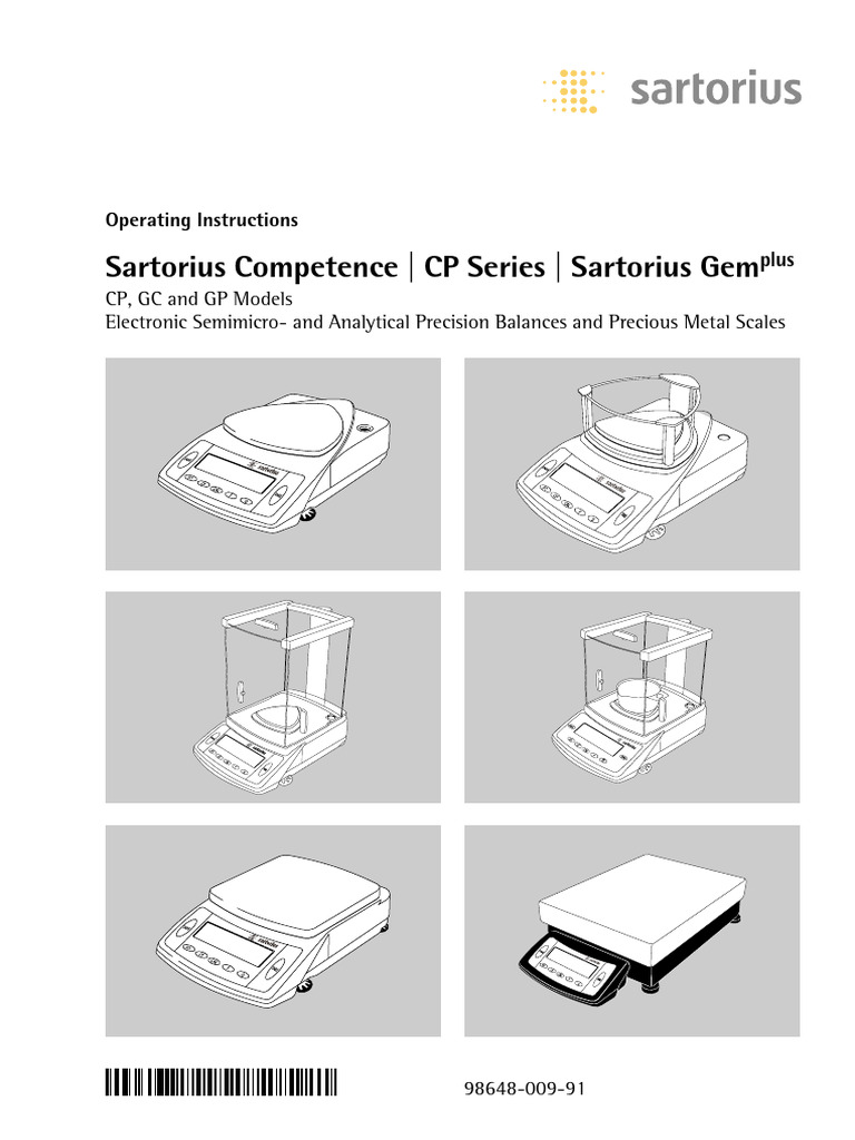 Sartorius CP Series Balance Operating Guide | PDF | Weighing Scale ...